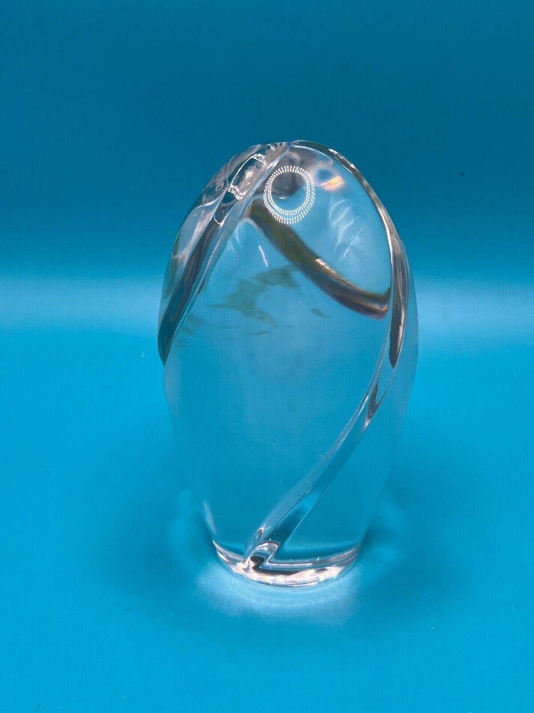 Spiral Wedge-cut Crystal Egg Shaped Paperweight Made in Poland 24%pbo 4 ...