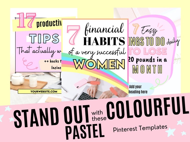 Pinterest Templates Canva Pinterest Pin Templates Colorful Pastel ...