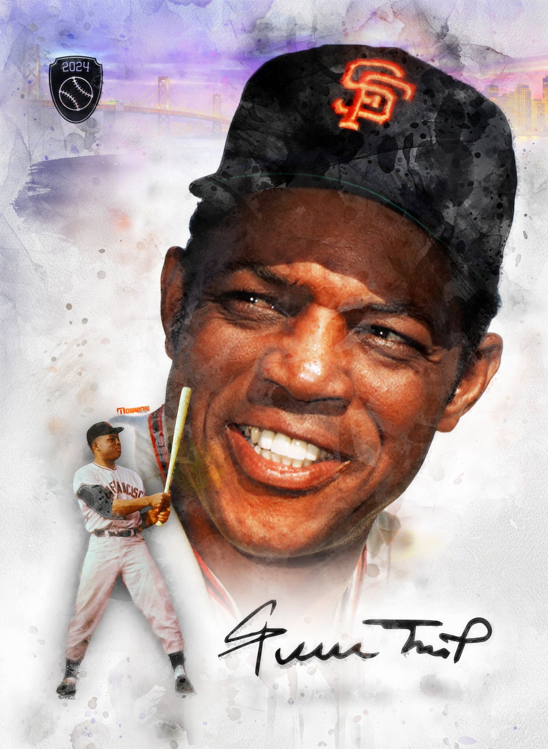Willie Mays #1 Art Card Limited #ed/100 John Rudolph Signed in Memoriam ...