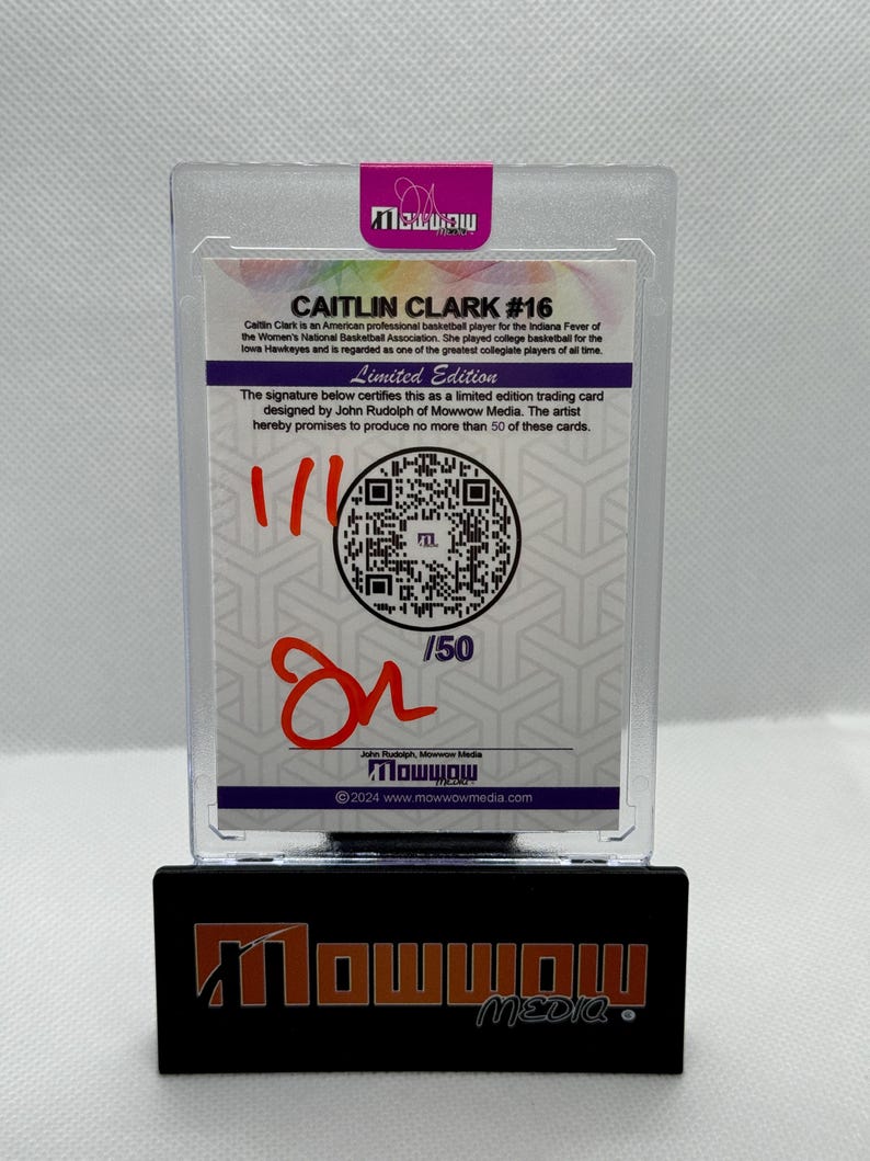 Caitlin Clark Hand Painted Art Card Limited John Rudolph Signed - Etsy