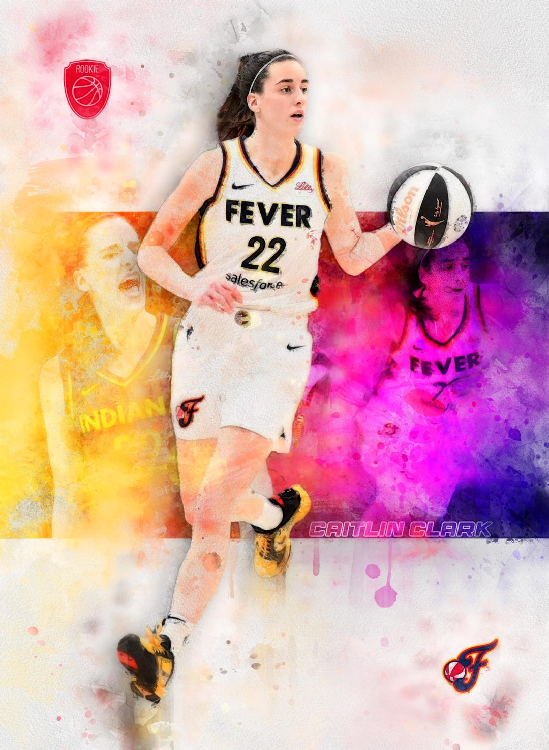 Caitlin Clark #20 Sketch Card Open Edition John Rudolph Facsimile ...