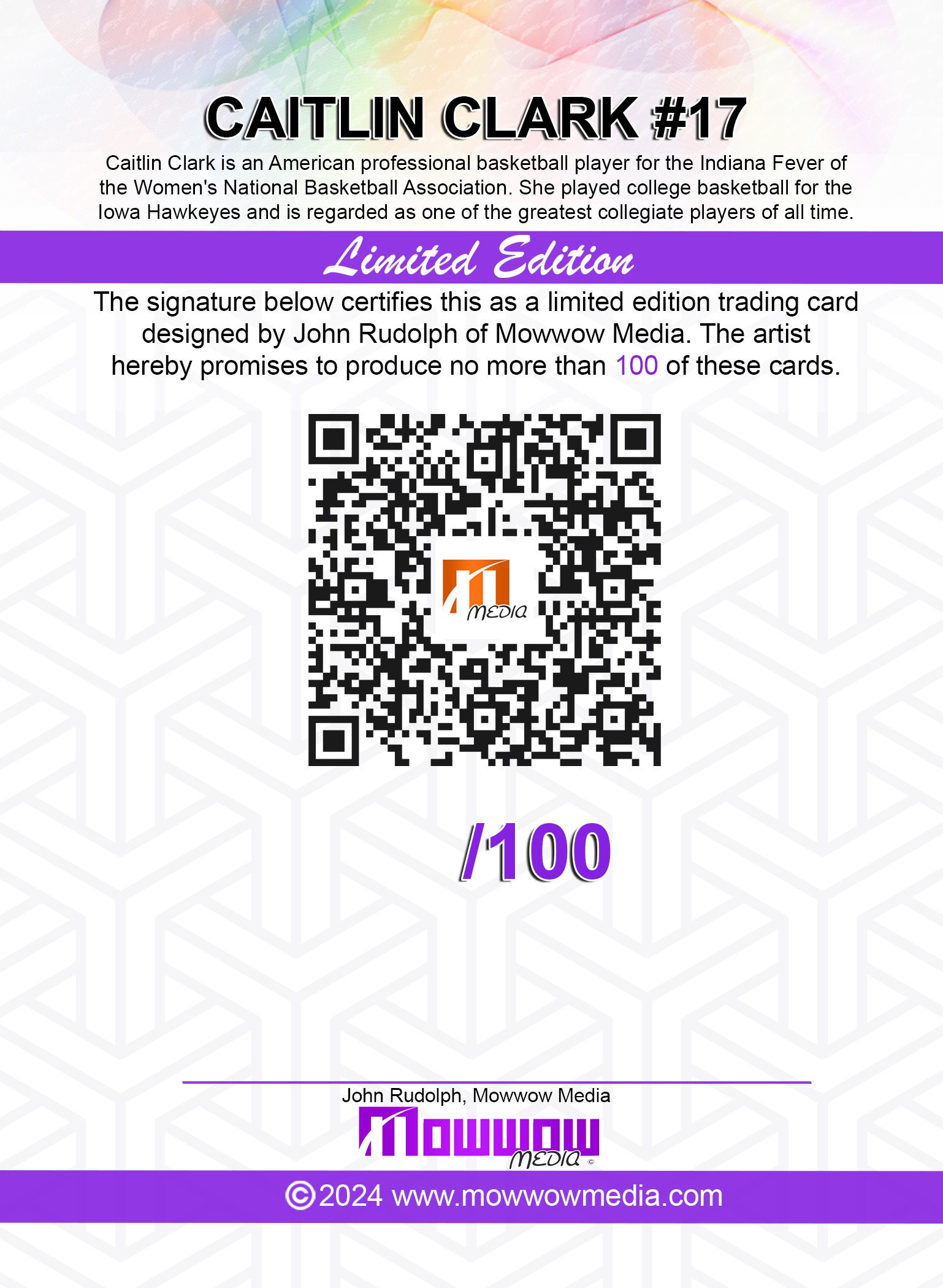 John Rudolph Signed Caitlin Clark Art Novelty Card Limited ed/100 - Etsy