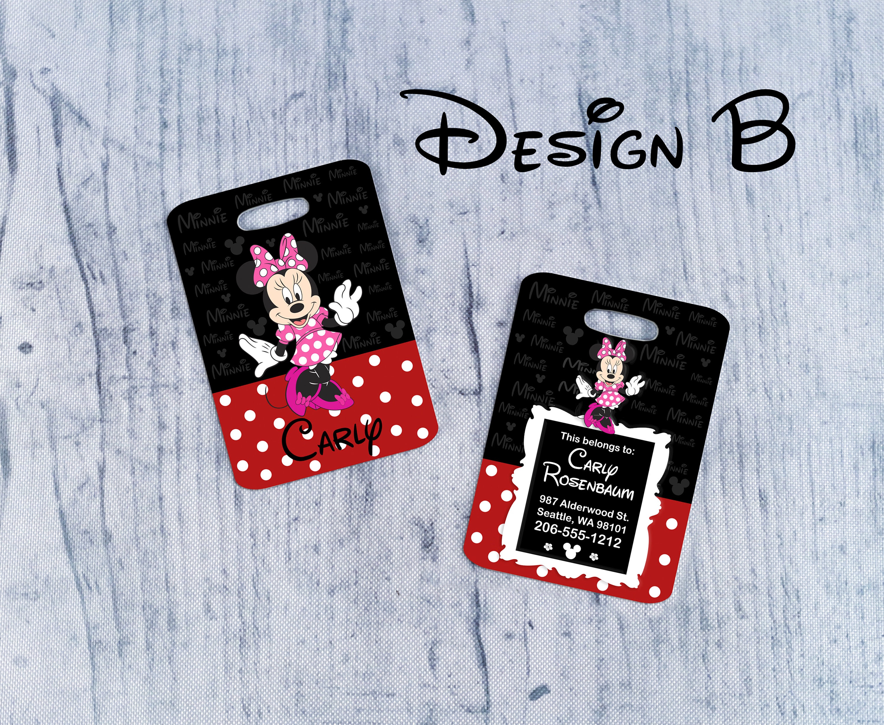 Minnie Mouse Luggage Tag, Disney Luggage Tag, 2 Sided Disney Minnie ...