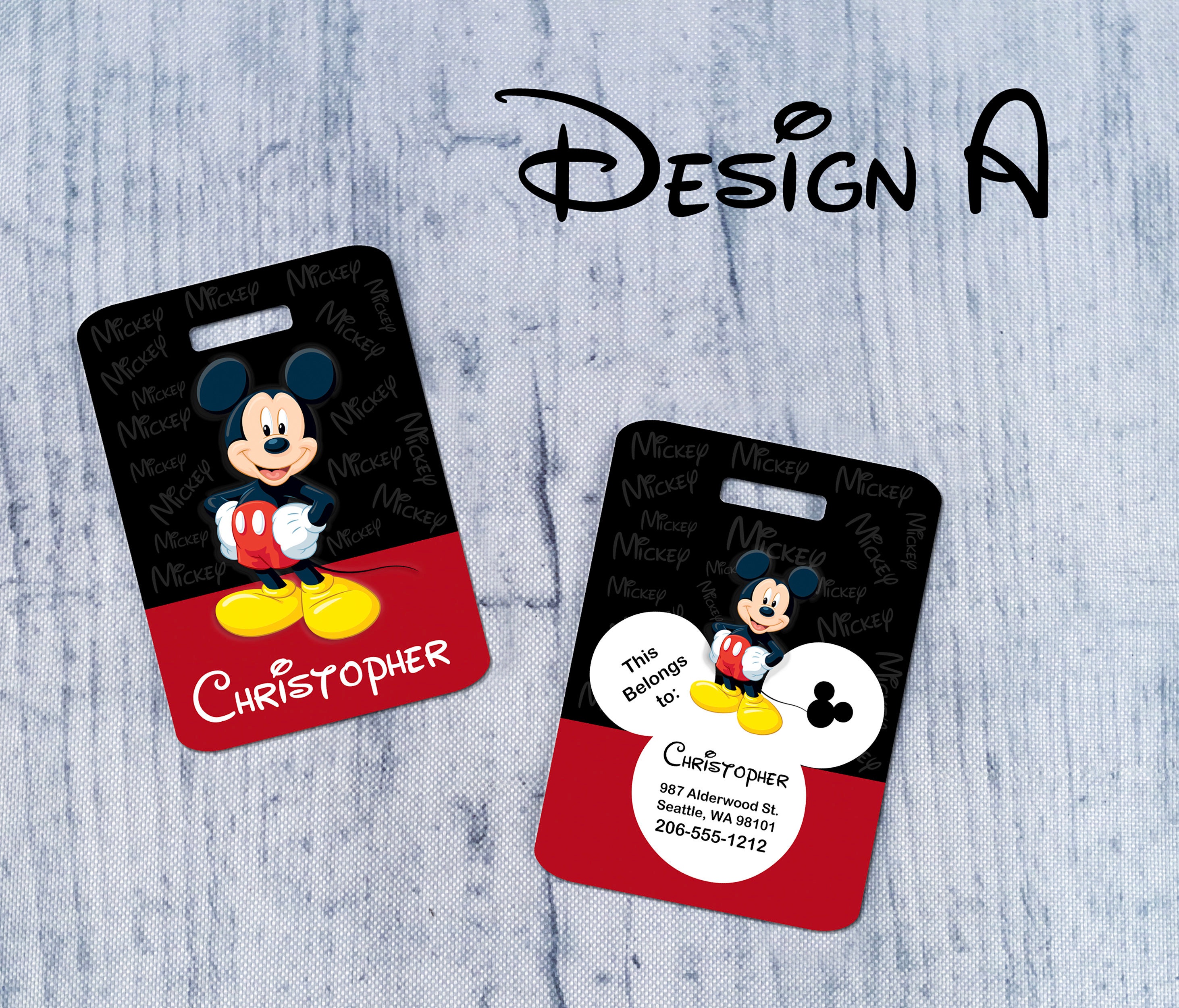 Mickey Mouse Luggage Tag, Disney Luggage Tag, 2 Sided Disney Mickey ...