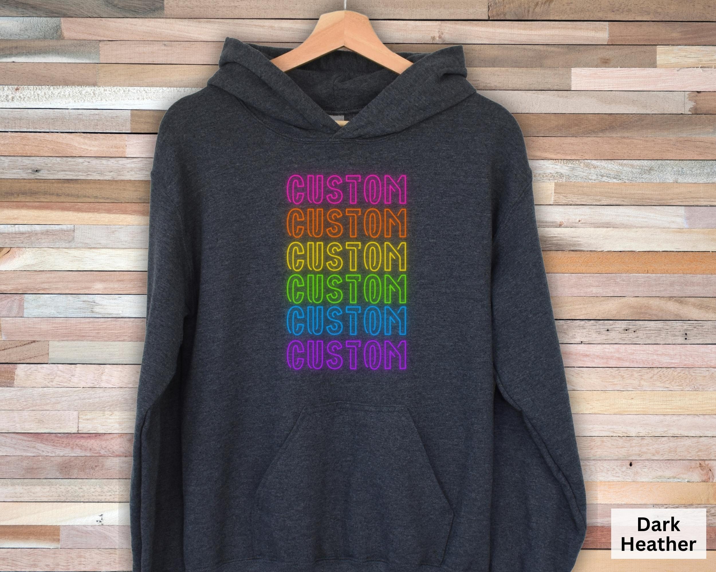 Custom Text Neon Front and Back Adult Hoodie, Personalized Neon Front ...