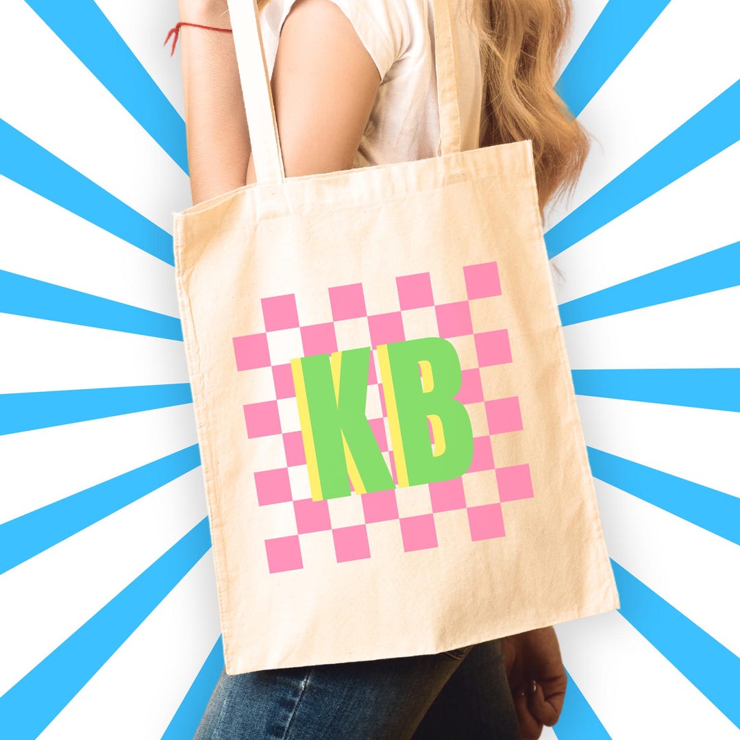 Retro Monogram Tote Bag, Personalized Initial Tote, Bachelorette Gift ...