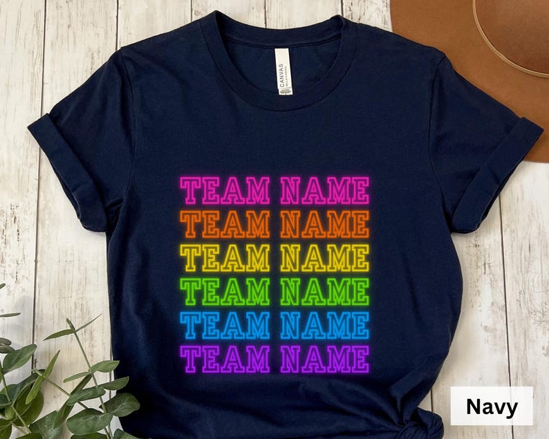 Custom Team Name Neon Rainbow T-shirt, Neon Sport Font Sweatshirt, Neon ...