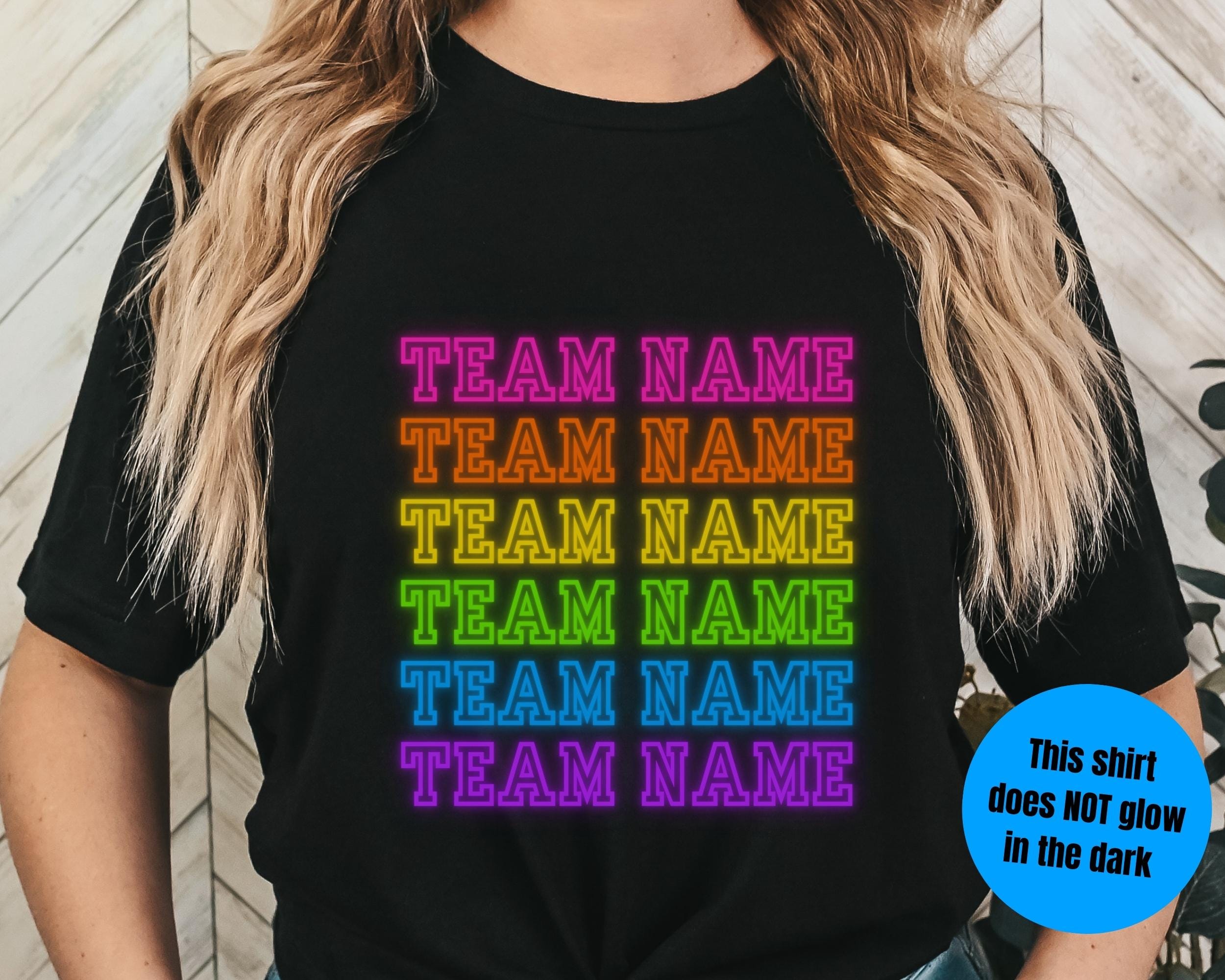 Custom Team Name Neon Rainbow T-shirt, Neon Sport Font Sweatshirt, Neon ...
