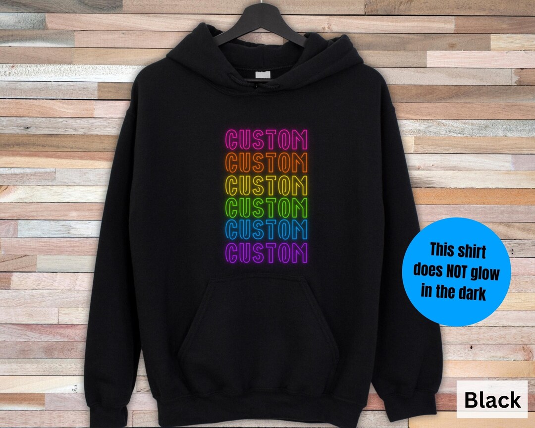 Custom Text Neon Front and Back Adult Hoodie, Personalized Neon Front ...