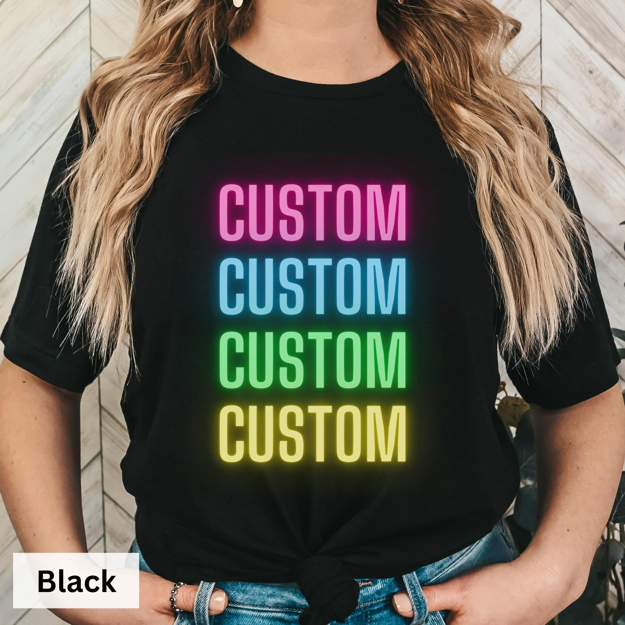 Custom Neon Text Shirt, Neon Glow Shirts, Personalized Glow Party Shirts, Family Custom Neon ...