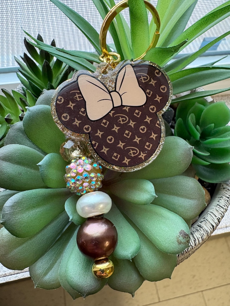 Designer Mouse With Bow and Beads Key Chain/bag Tag - Etsy