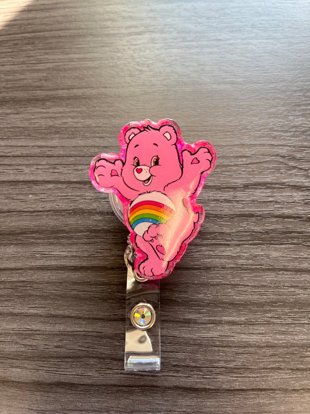 Pink With Rainbow Care Bear Badge Reel/ Pin - Etsy