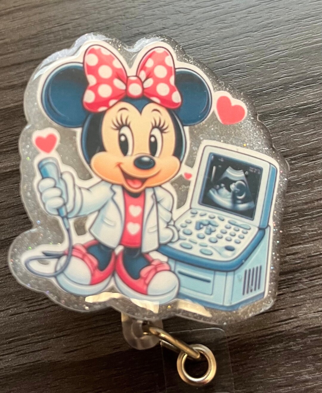 Sonogram Tech Minnie Mouse With Bow Badge Reel/pin - Etsy