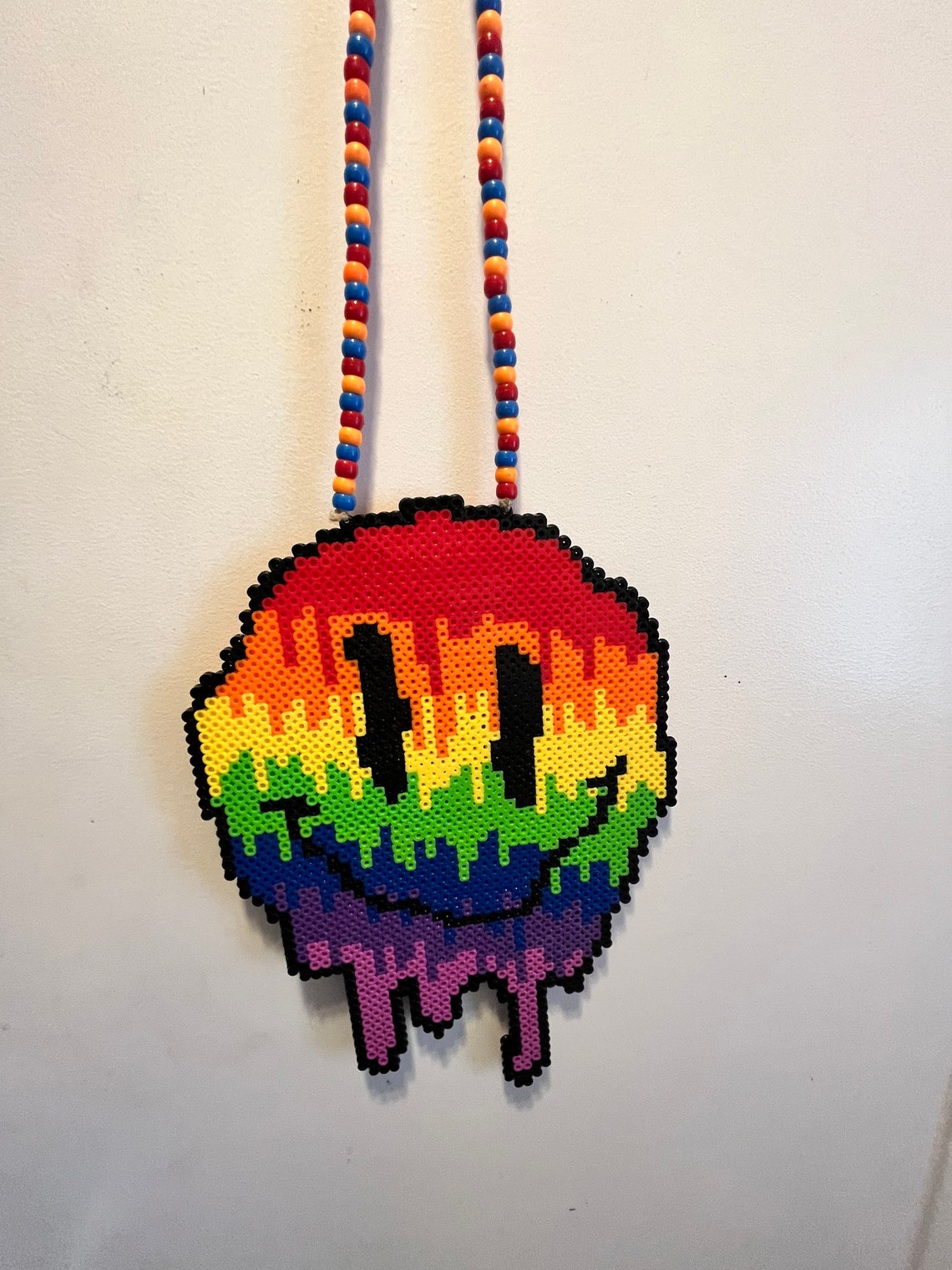 Trippy Smiley Face Melty Face Perler | Etsy