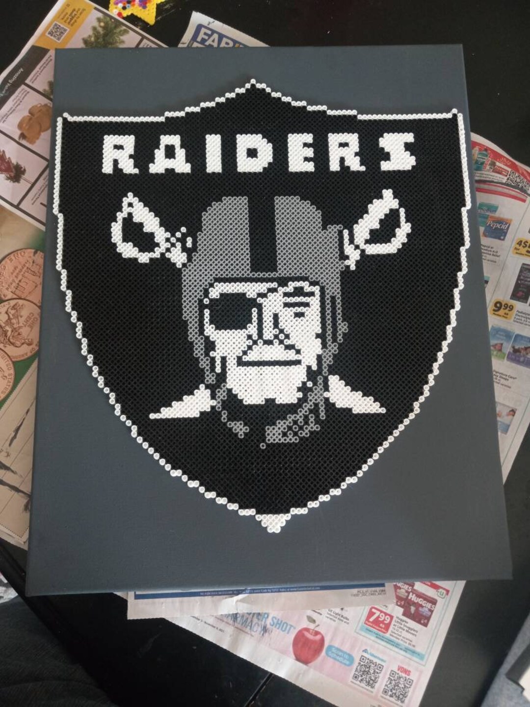 Raiders, NFL, Handmade, Perler, Plaque Logo Canvas 16x20 - Etsy