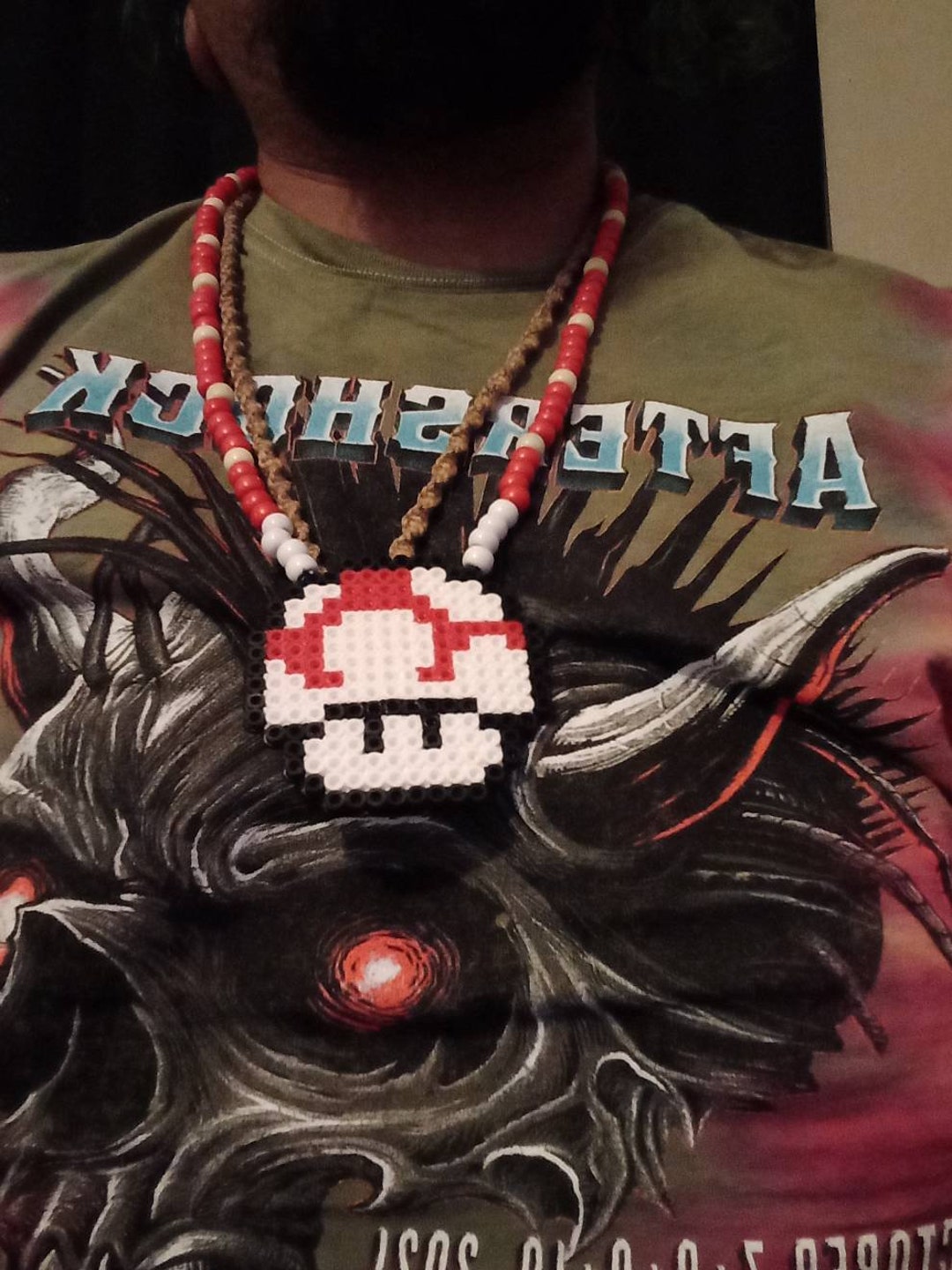Super Mario One Up Mushroom Perler Necklace - Etsy