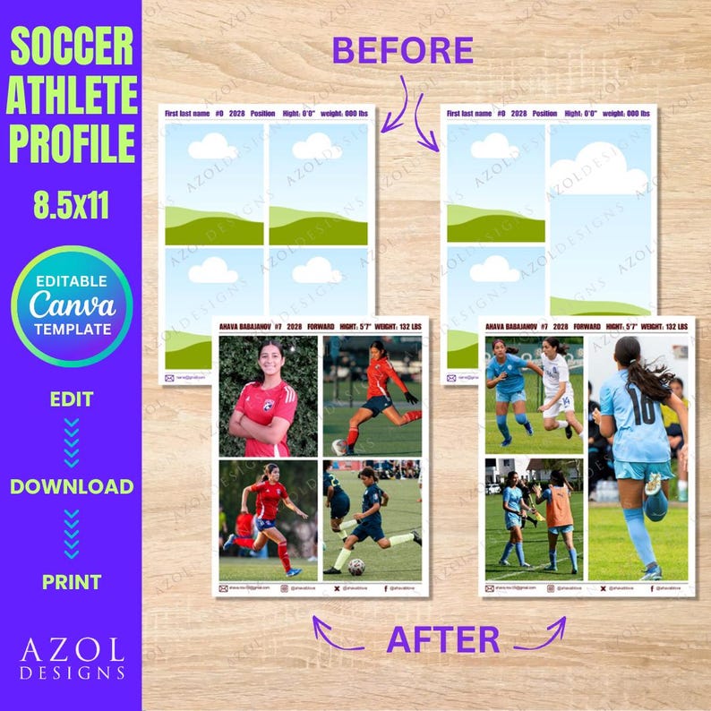 Editable Soccer Athlete Profile Template, College Recruiting (canva) - Etsy
