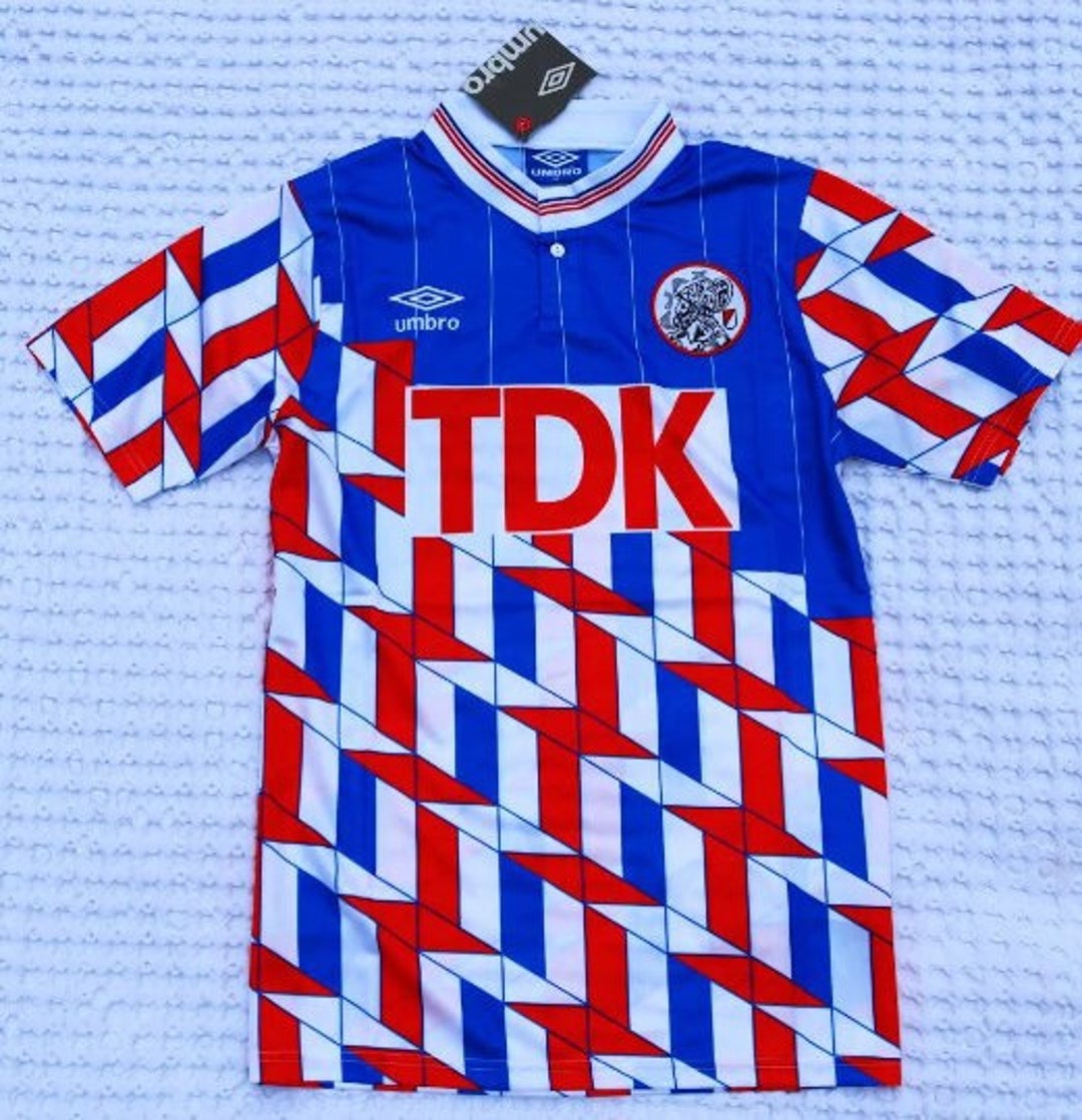 Classic Retro Ajax Football Soccer Jersey 1989 TDK Blue White - Etsy