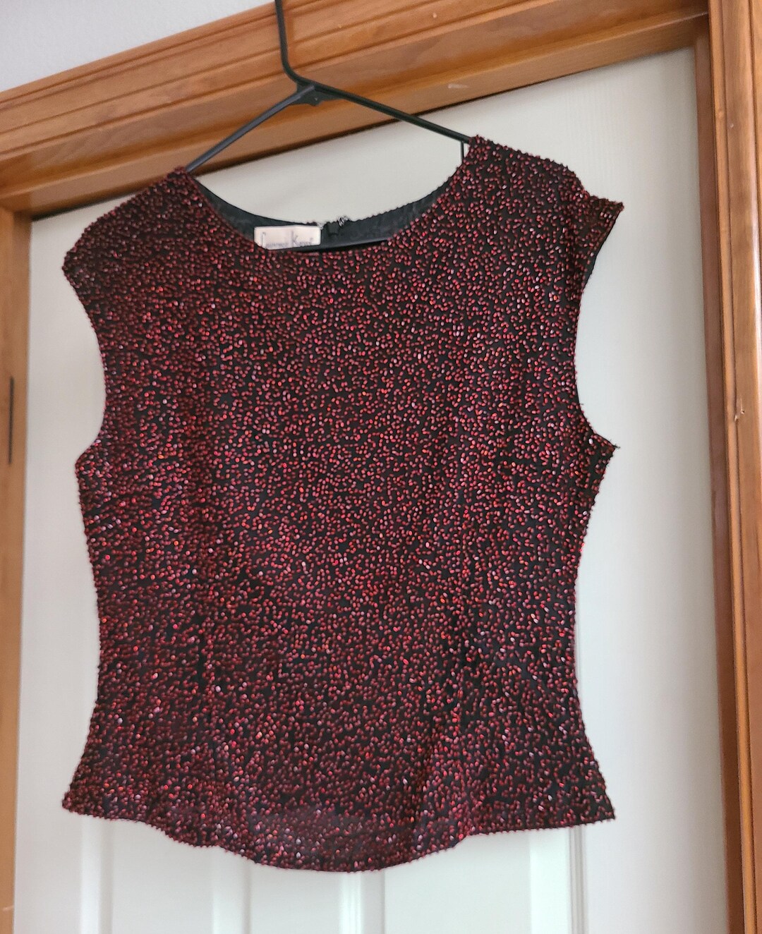 Vintage 80's Glitzy Red Beaded Top by Lawrence Kazar - Etsy