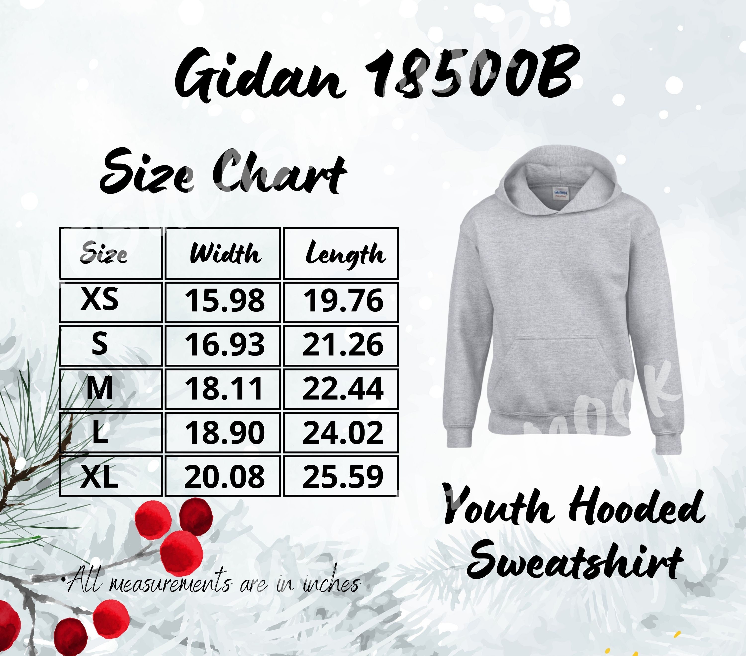 YOUTH Size Chart Gildan 18500B . 8 Gildan 18500B Hooded Size Chart ...