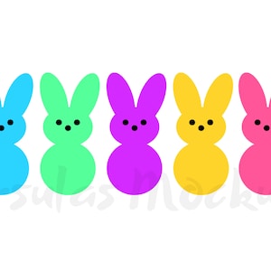 Easter Five Bunnies, Peeps SVG-PNG-DXF Digital Download, Easter Clipart ...