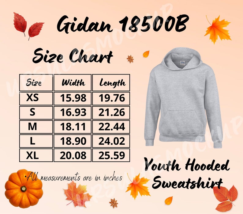 YOUTH Size Chart Gildan 18500B . 8 Gildan 18500B Hooded Size Chart ...