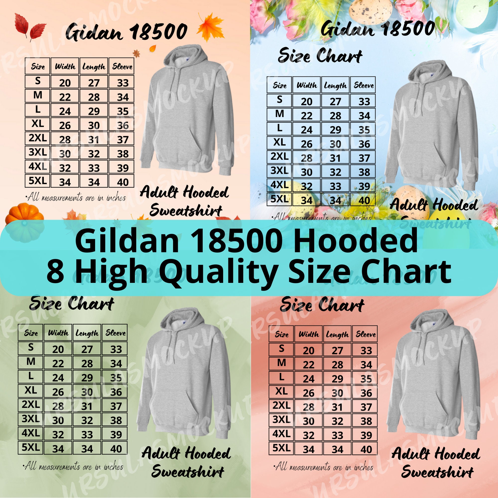 ADULT Size Chart Gildan 18500 . 8 Gildan 18500 Hooded Size Chart Bundle ...