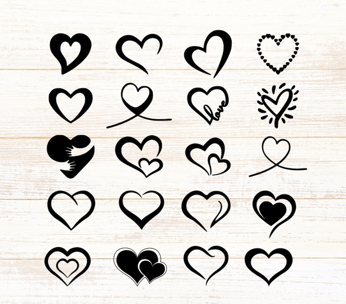 Heart Bundle Cut File, Heart Cut Files, Digital Download, Heart Clip ...