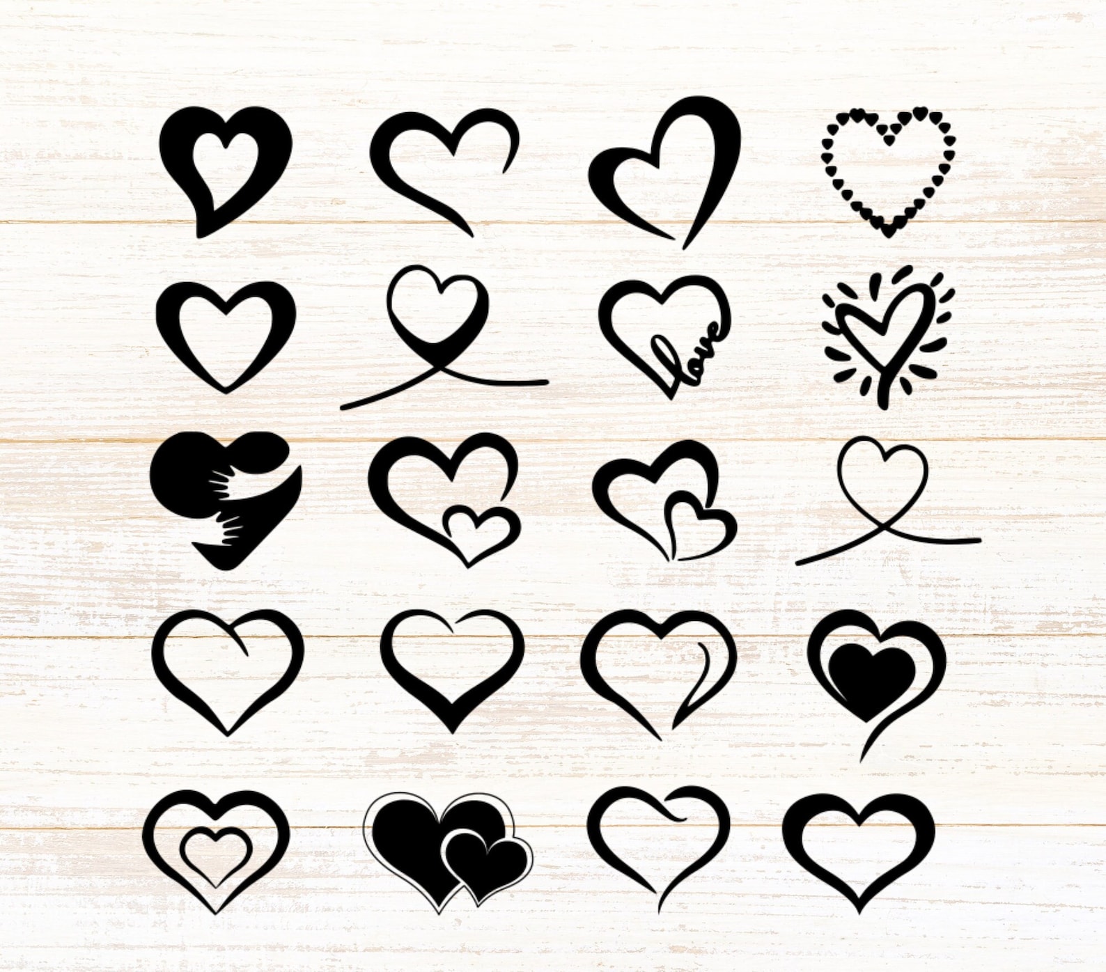 Heart Bundle Cut File, Heart Cut Files, Digital Download, Heart Clip ...