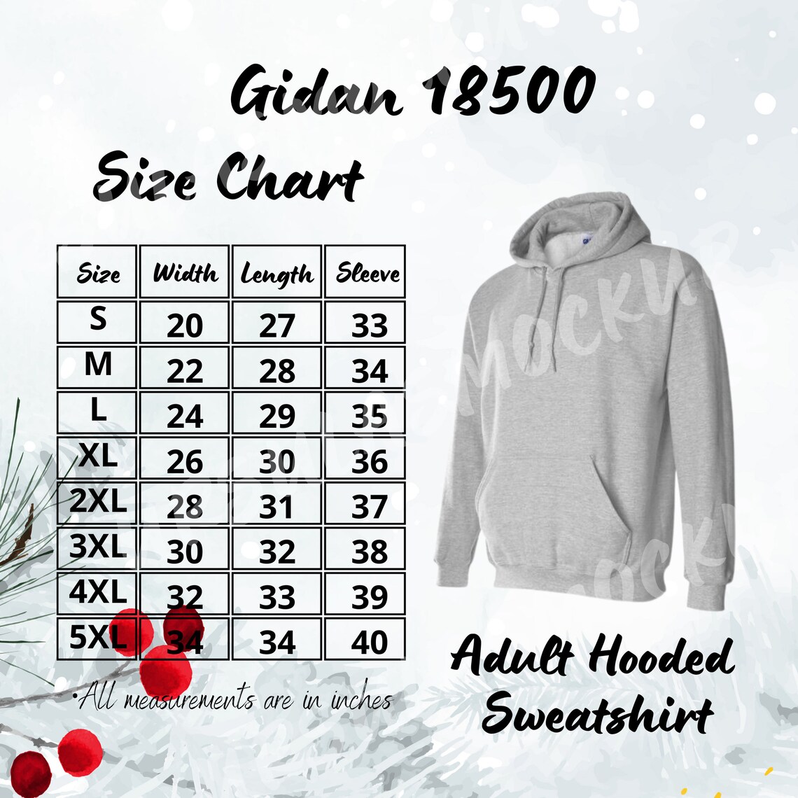 ADULT Size Chart Gildan 18500 . 8 Gildan 18500 Hooded Size Chart Bundle ...