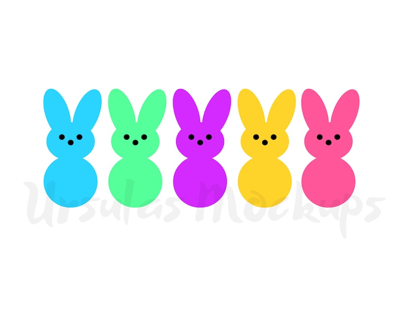 Easter Five Bunnies, Peeps SVG-PNG-DXF Digital Download, Easter Clipart ...