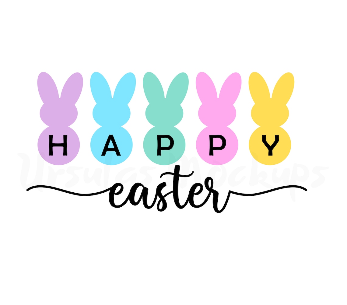 Happy Easter Bunnies, Peeps SVG-PNG-DXF, Digital Download, Easter ...