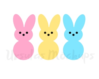 Happy Easter Bunnies, Peeps SVG-PNG-DXF, Digital Download, Easter ...