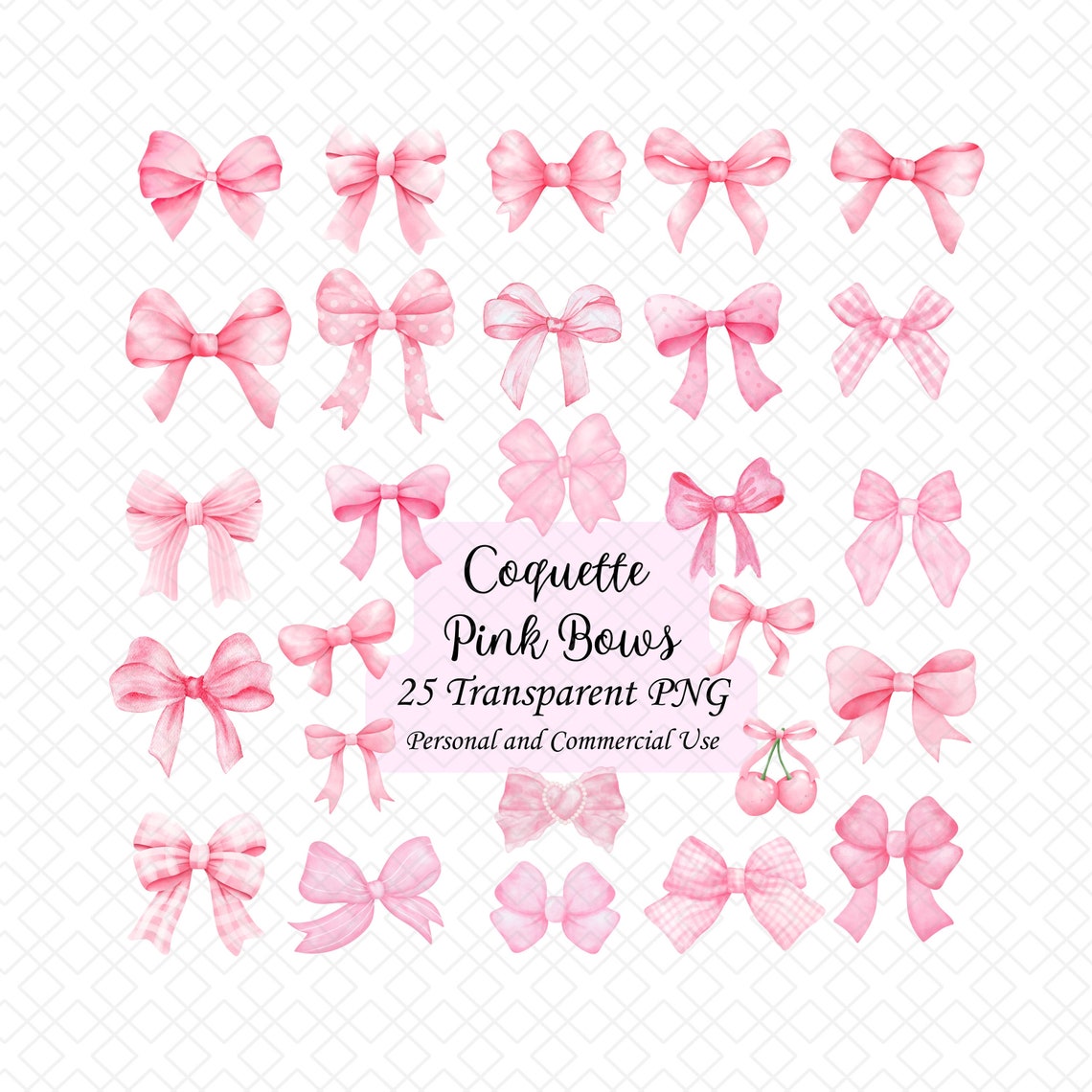Watercolor Pink Ribbon Bow Clipart, Girl Coquette, Pink Bows, PNG ...