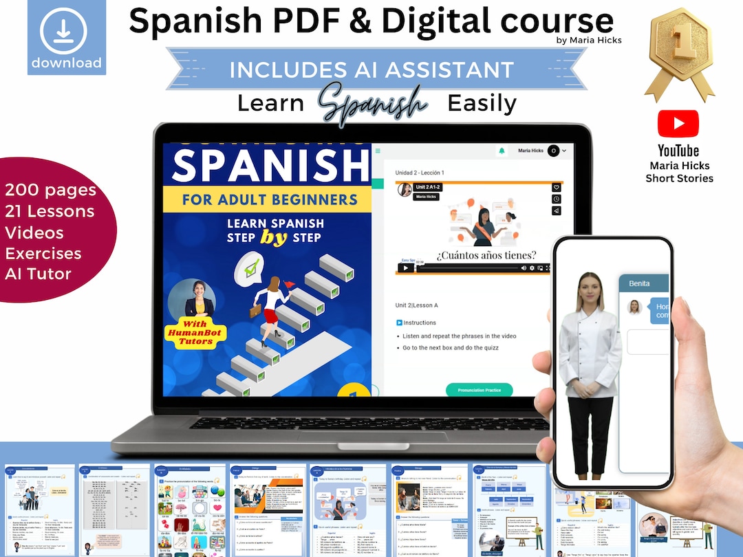 PDF Printable Spanish Course for Beginners With Digital Companion and ...