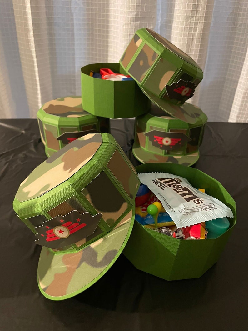3D Military Hat Favor Boxes: Camo Birthday Treat Box, Set of 6 - Etsy