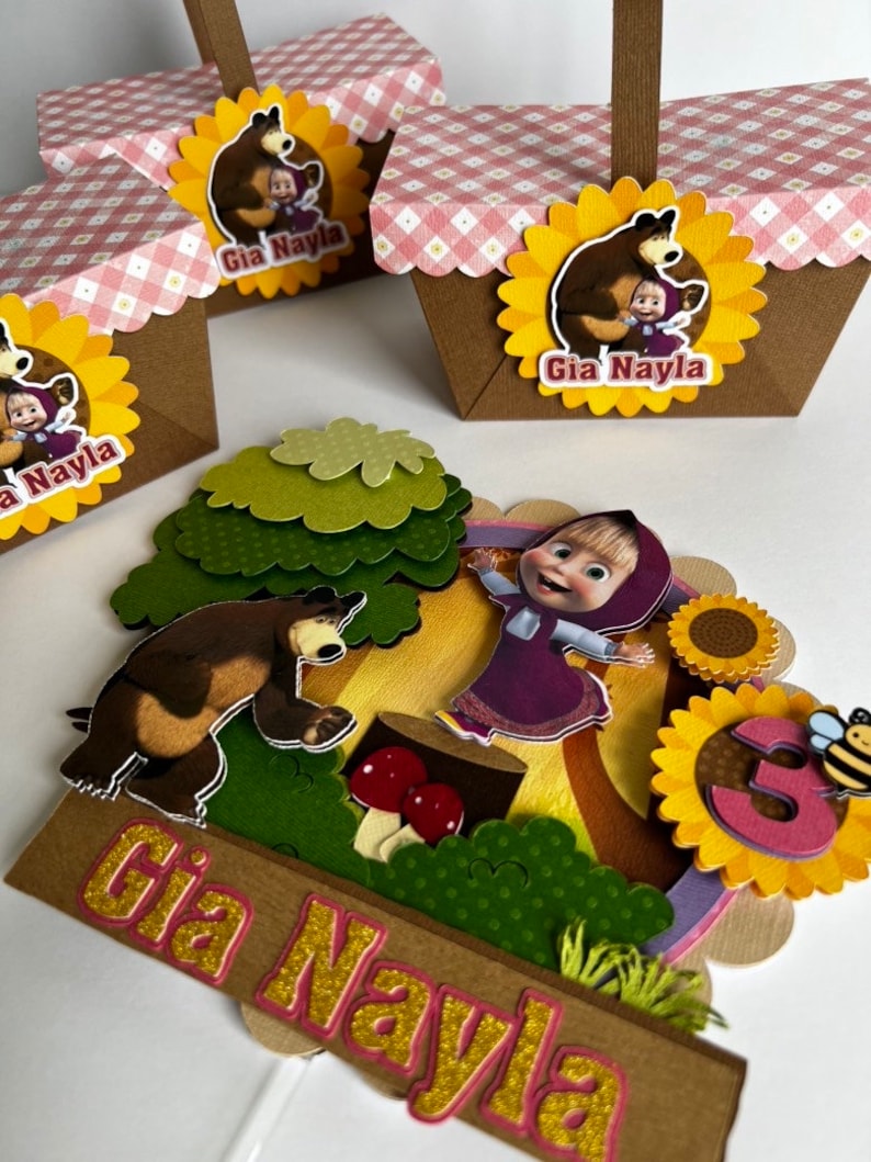 Masha and the Bear Masha Birthday Party Masha Cake Topper - Etsy