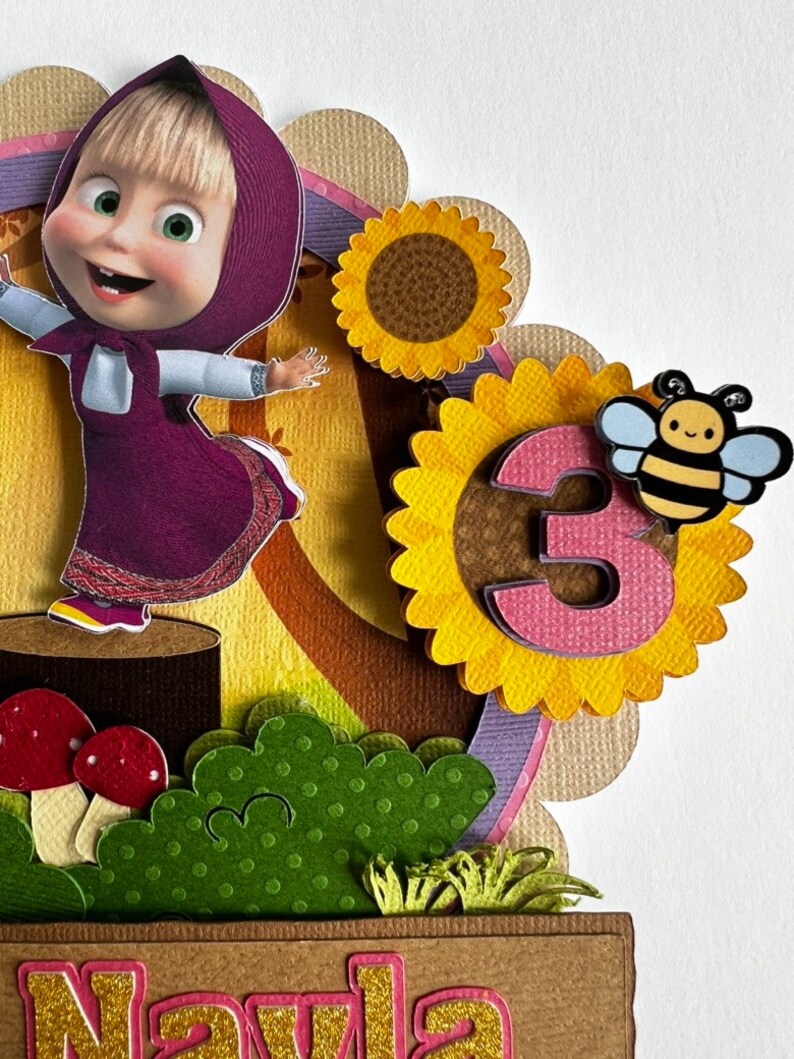 Masha and the Bear Masha Birthday Party Masha Cake Topper - Etsy