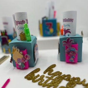 Trolls Birthday Party Favor Box: Custom Coloring Activity - Etsy