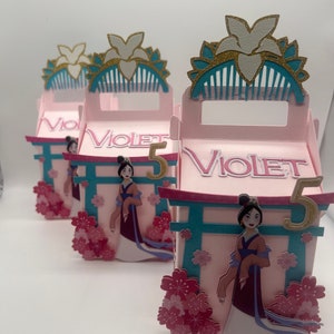 Mulan Favor Boxes, Princess Candy Box, Asian Party Decorations, Disney ...