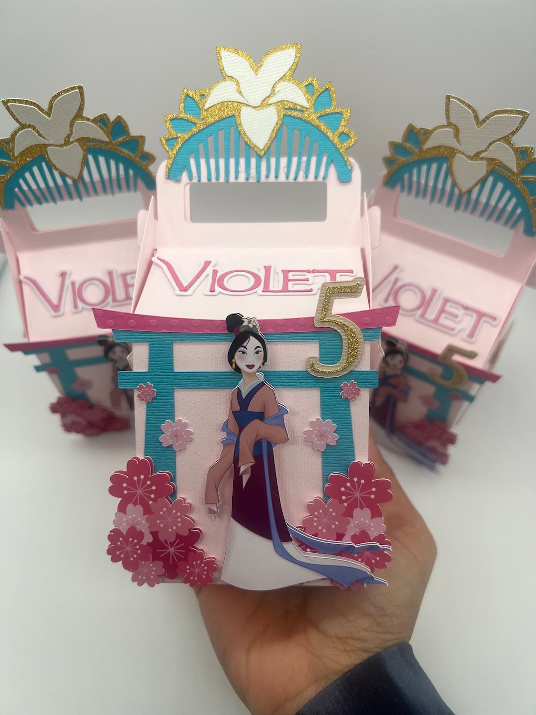 Mulan Favor Boxes, Princess Candy Box, Asian Party Decorations, Disney ...