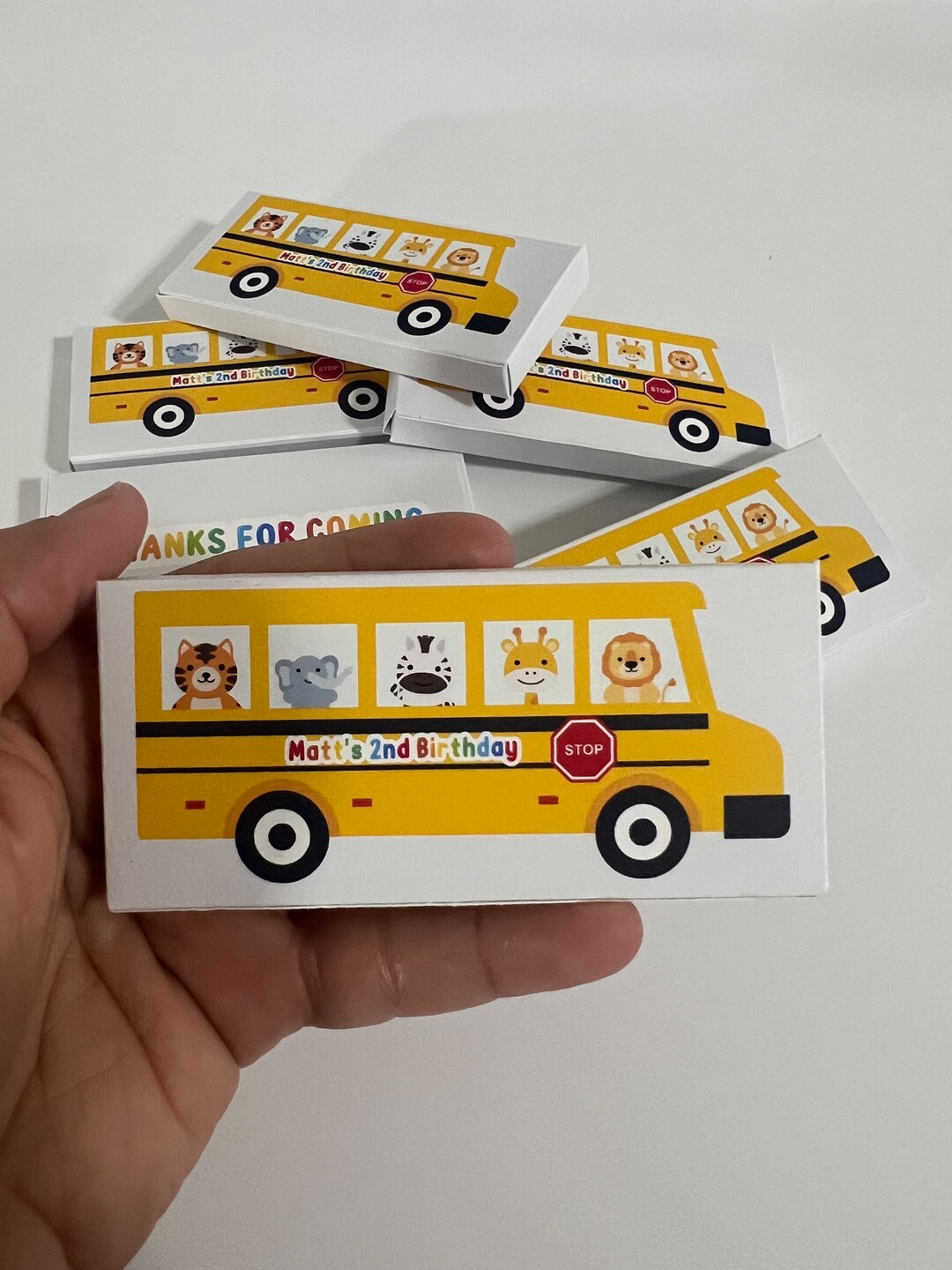 Personalized School Bus Crayon Box: Animal Birthday Party Favors - Etsy