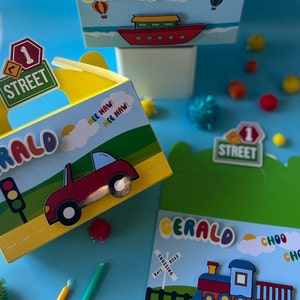 Transport Favor Boxes, Means of Transport Party Decoration ...
