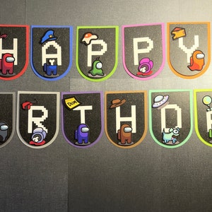 Among Us Happy Birthday Banner, Impostor Birthday, Among Us , Crewmate ...