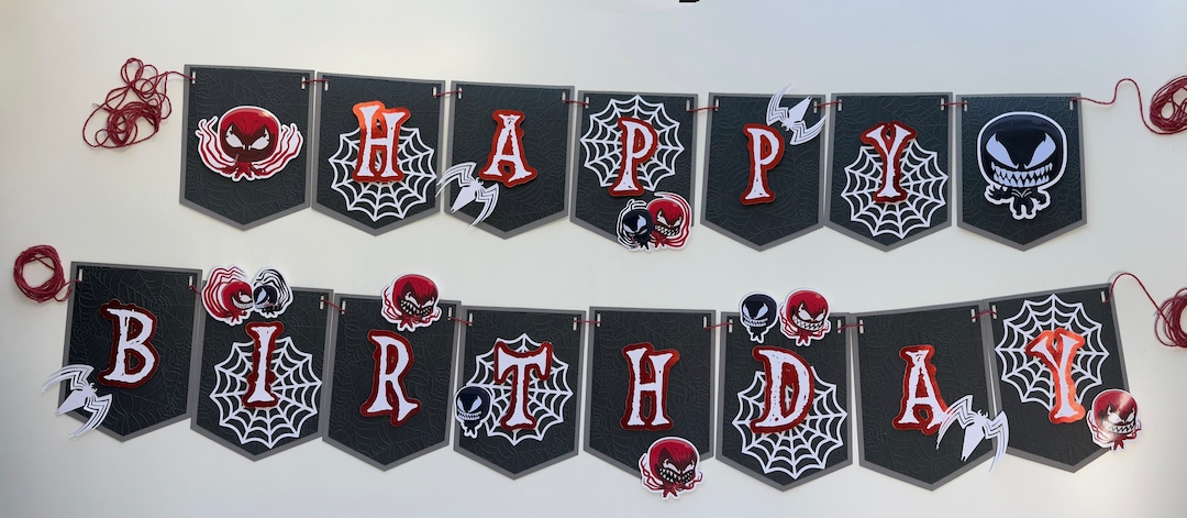 Venom Happy Birthday Banner, Venom Birthday, Venom and Carnage, Venom ...