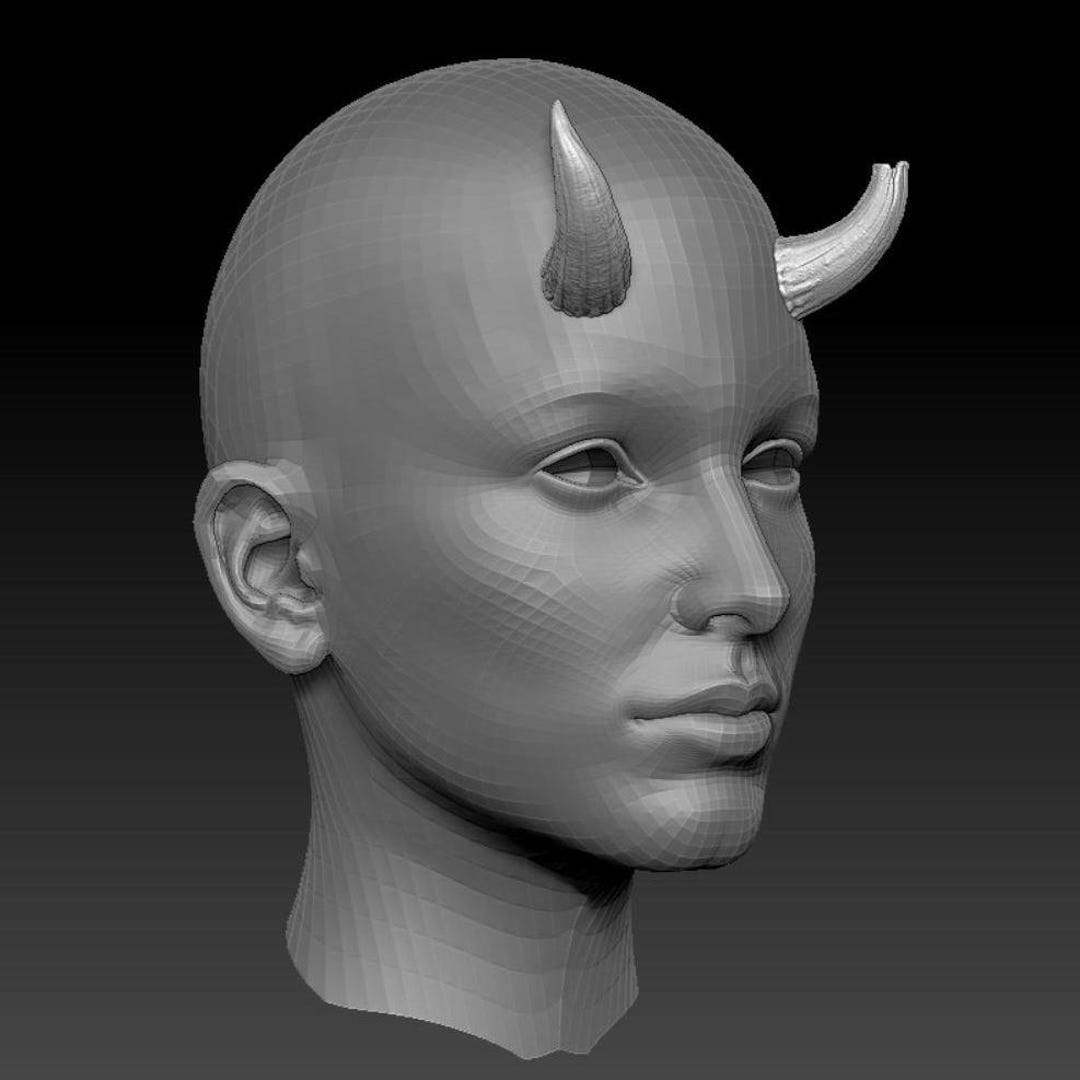 Digital 3D Model Broken Horns, STL File for Fantasy Fey, Teifling ...