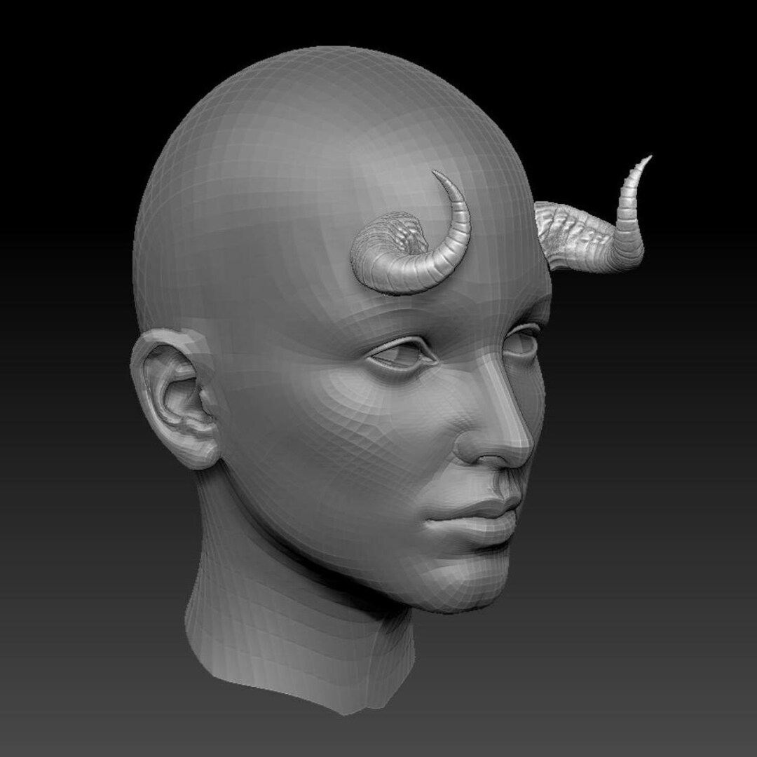 Digital 3D Model Ram Horns, STL File for Fantasy Fey, Teifling, Demon ...