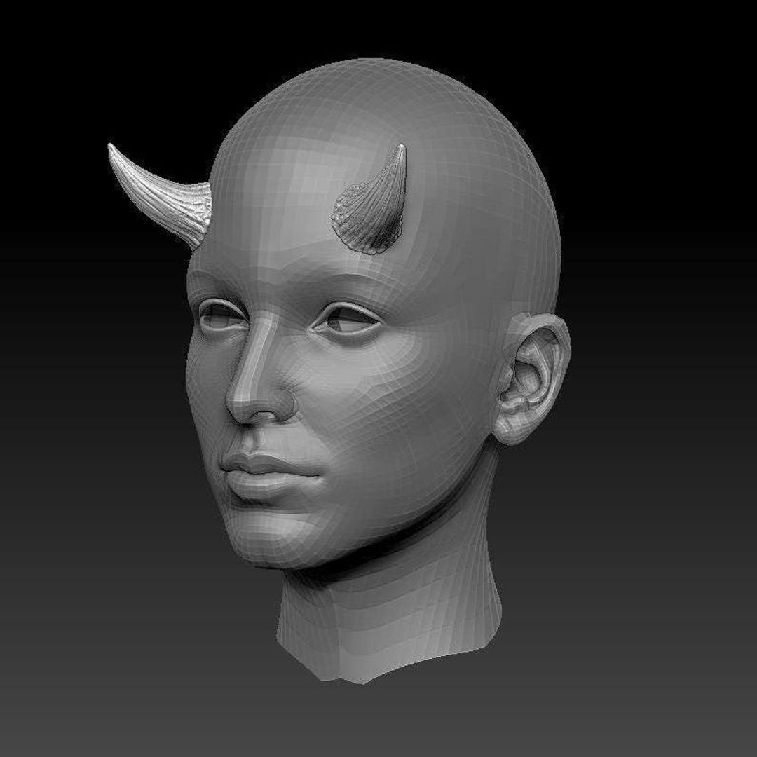 Digital 3D Model Stout Horns, STL File for Fantasy Fey, Teifling, Demon ...