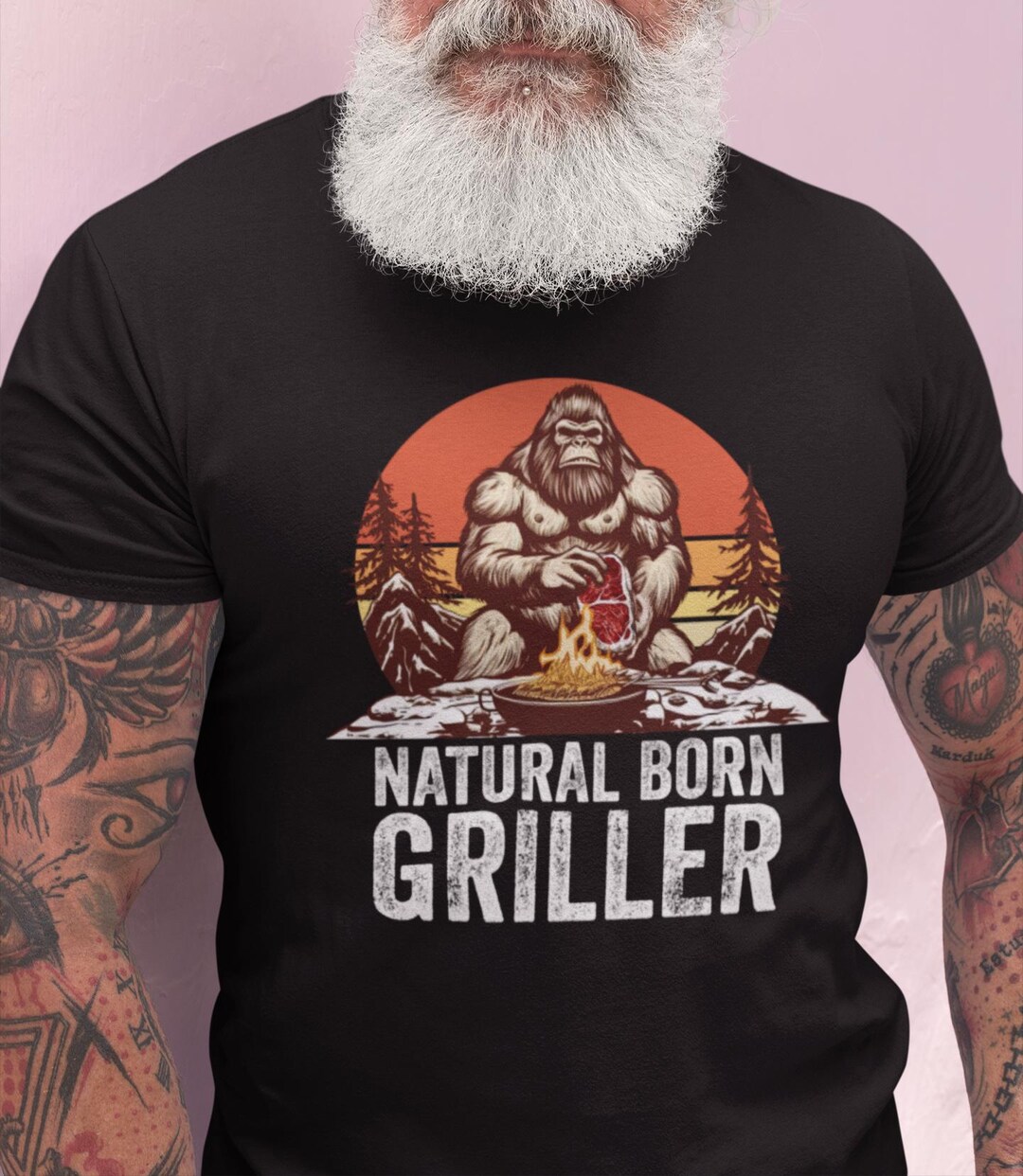 BBQ Shirt. Natural Born Griller. Big Foot, Sasquatch Grillin. BBQ ...