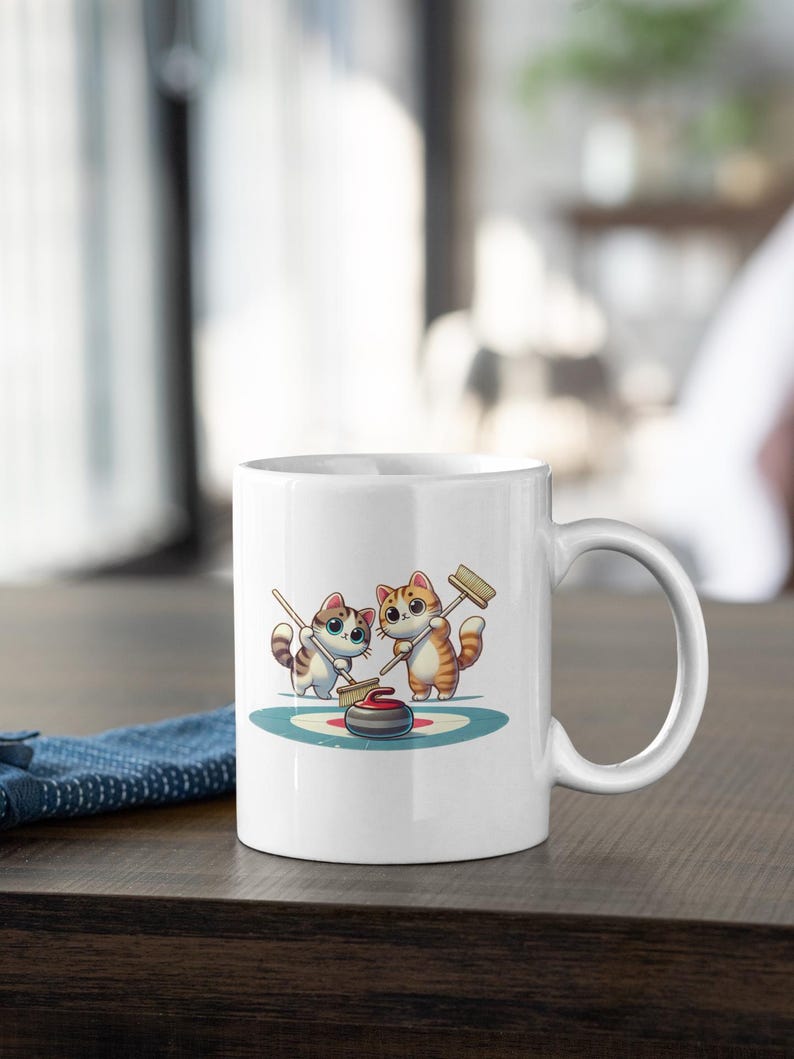 Cats Curling Mug. Cats Ready to Sweep, Rocks in the House. Curling Cute ...